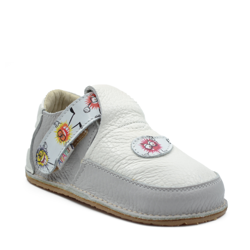 Pantofi barefoot, primii pasi, piele naturala, talpa flexibila, alb ...