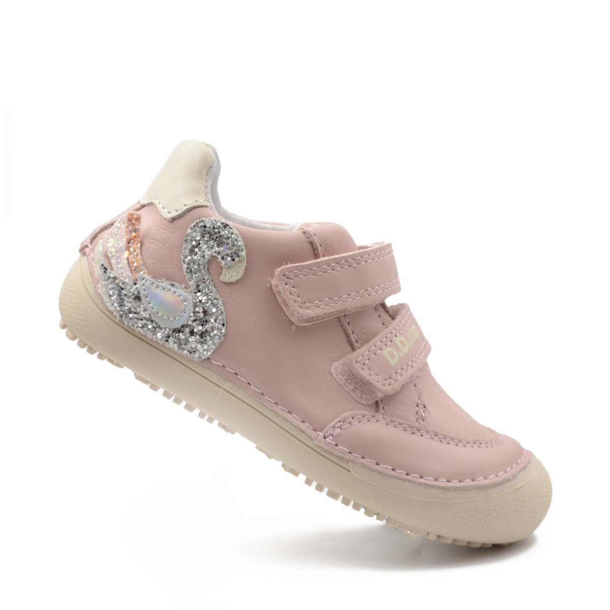 Pantofi fete, piele naturala, barefoot, talpa flexibila, roz, lebada, D ...